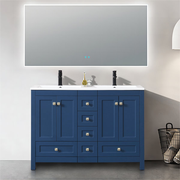 ECLIFE Wimer 48'' Double Sink Bathroom Vanity Set With Resin Top ... ECLIFE Wimer 48'' Double Sink Bathroom Vanity Set With Resin Top ...